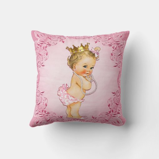 Personalized Blonde Princess Glamorous Pink Throw Pillow | Zazzle