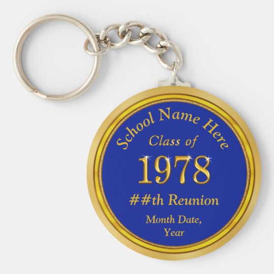 Personalized Blue and Gold Class Reunion Gifts Keychain | Zazzle.com