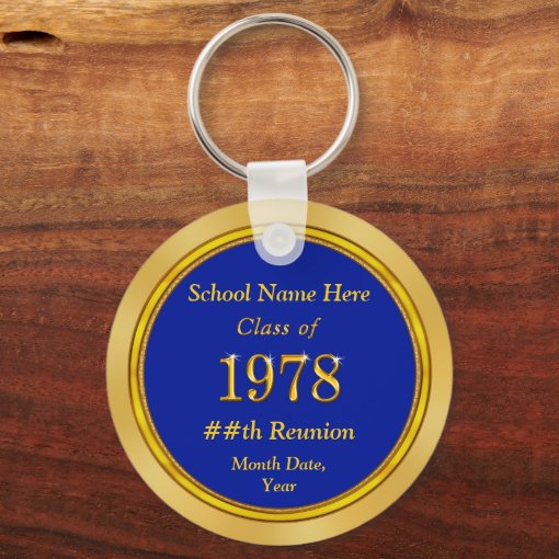 Personalized Blue and Gold Class Reunion Gifts Keychain | Zazzle