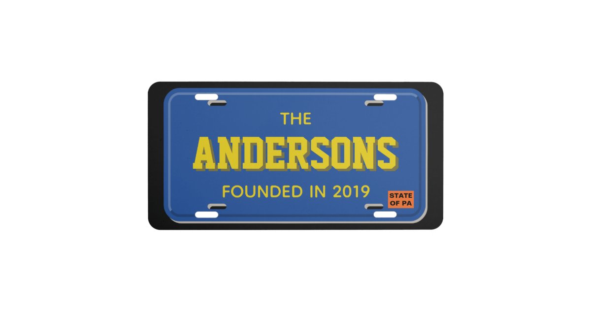 Personalized Blue and Gold License Plate | Zazzle
