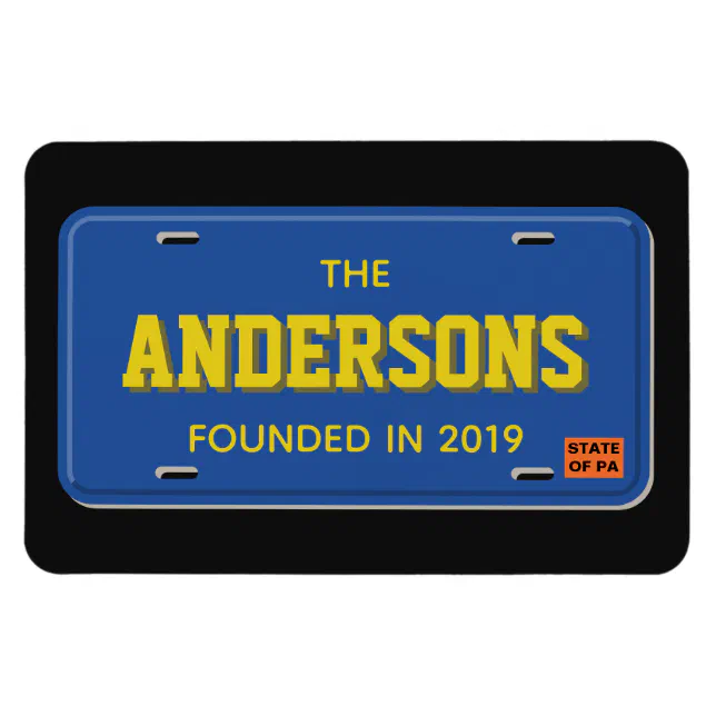 Personalized Blue and Gold License Plate Magnet | Zazzle