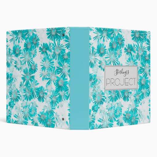 Personalized Blue and Gray Dandelion Pattern 3 Ring Binder | Zazzle