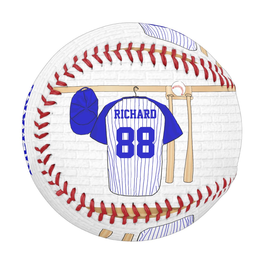 Personalized Blue and White Baseball Jersey | Zazzle