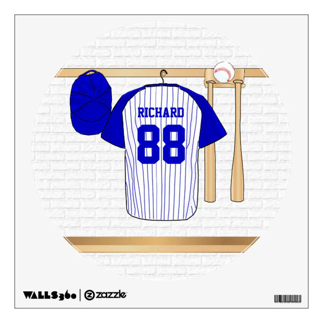Personalized Blue and White Baseball Jersey Wall Sticker | Zazzle