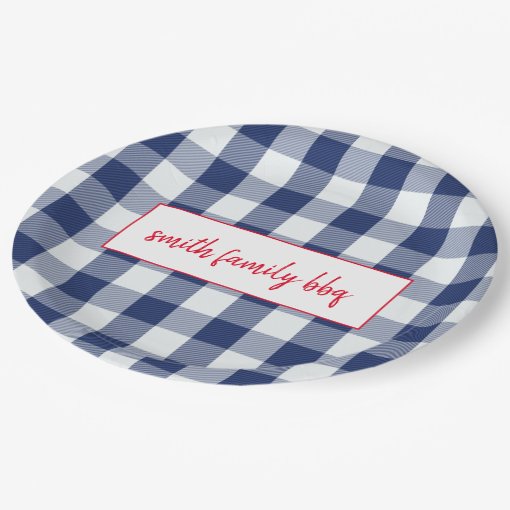 Personalized Blue and White Buffalo Plaid Plates | Zazzle