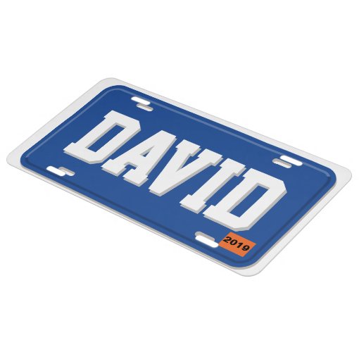 Personalized Blue and White License Plate | Zazzle