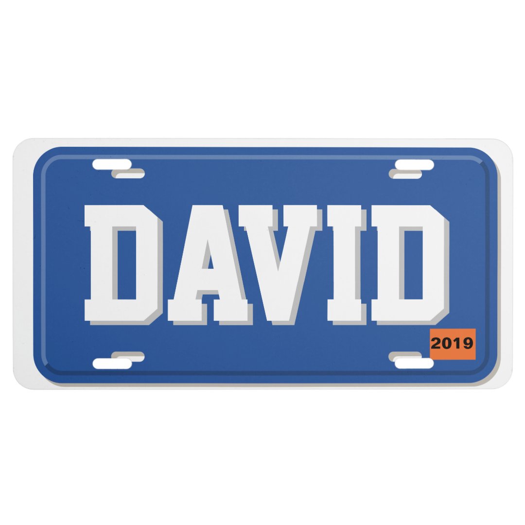 Personalized Blue and White License Plate | Zazzle