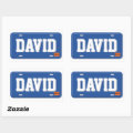 Personalized Blue and White License Plate Rectangular Sticker | Zazzle