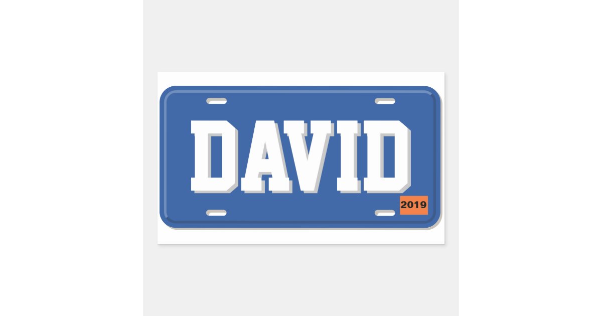 Personalized Blue and White License Plate Rectangular Sticker | Zazzle