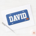 Personalized Blue and White License Plate Rectangular Sticker | Zazzle
