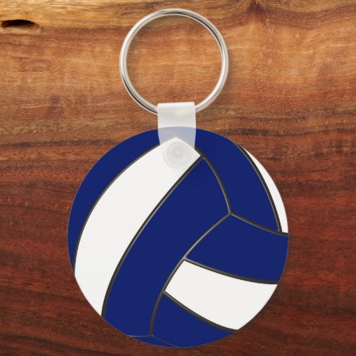 Personalized Blue and White Volleyball Keychains | Zazzle
