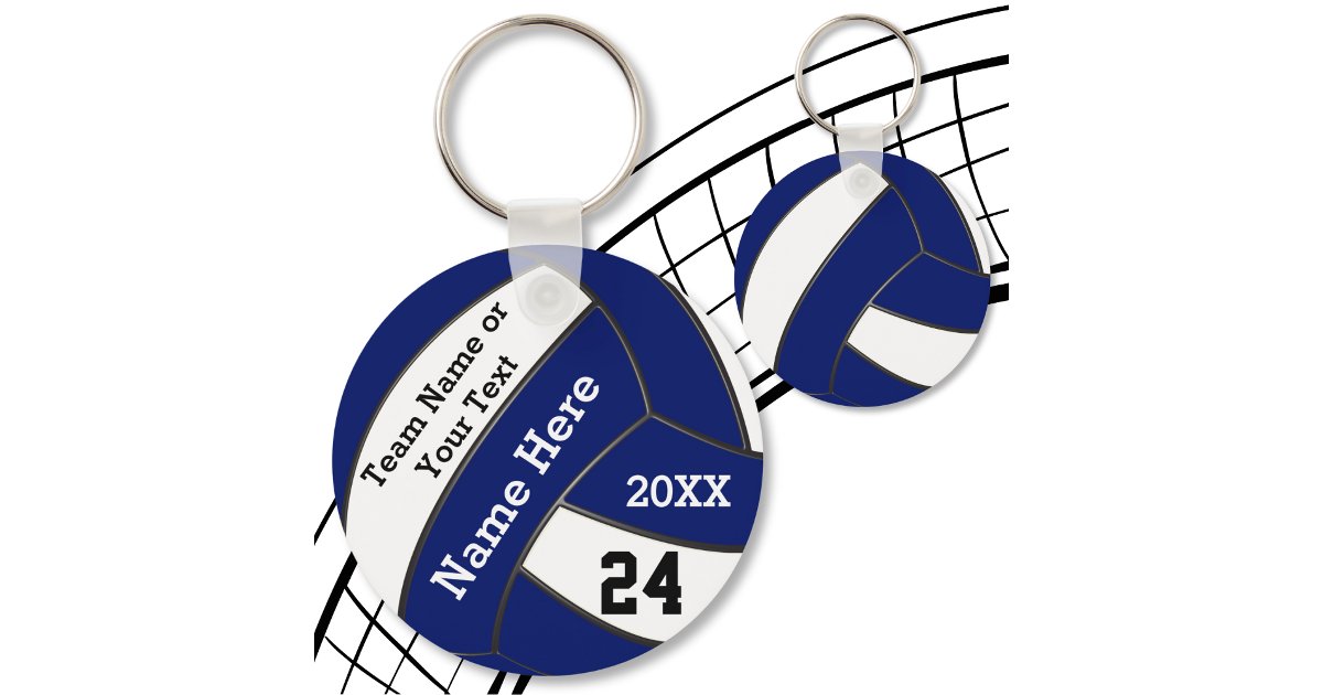 Personalized Blue and White Volleyball Keychains | Zazzle