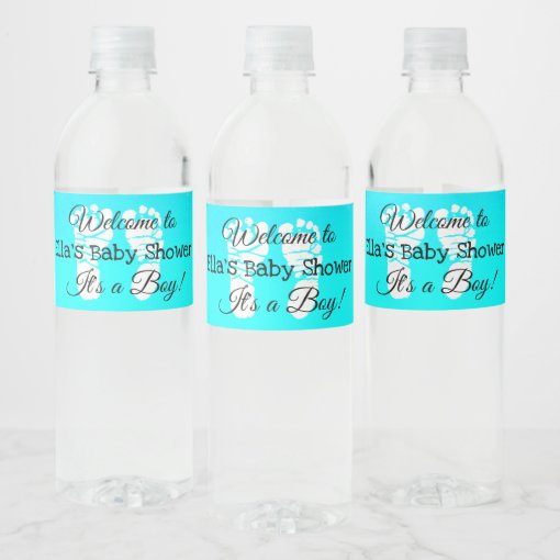 Personalized Blue Baby Shower Bottle Labels | Zazzle