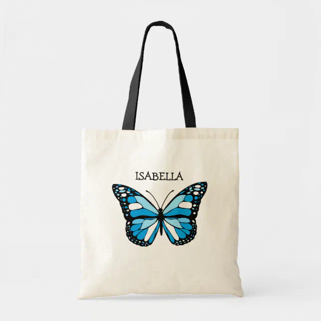 Personalized Blue Butterfly Tote Bag | Zazzle
