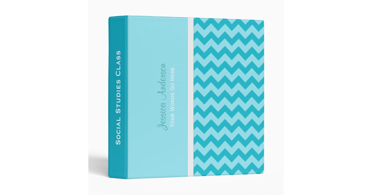Personalized: Blue Chevron Binder | Zazzle