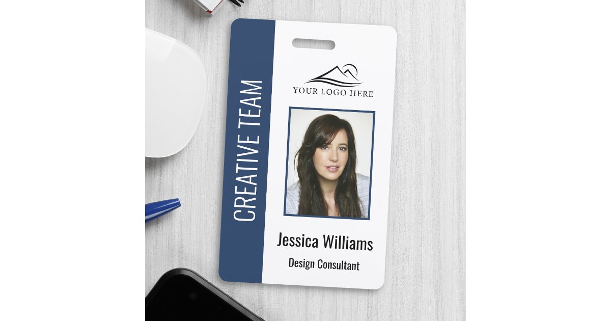 Personalized Blue Corporate Employee Security ID Badge | Zazzle