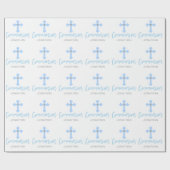 Personalized Blue Cross Boy First Holy Communion Wrapping Paper | Zazzle