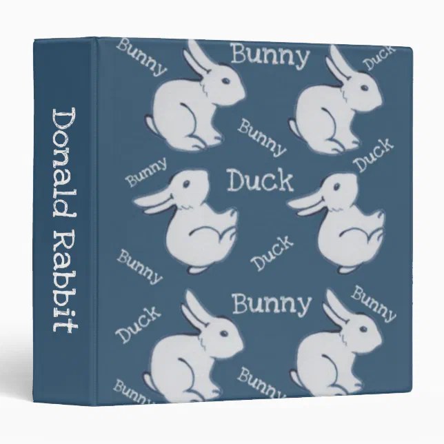 Personalized Blue Duck Rabbit Optical Illusion Art 3 Ring Binder | Zazzle