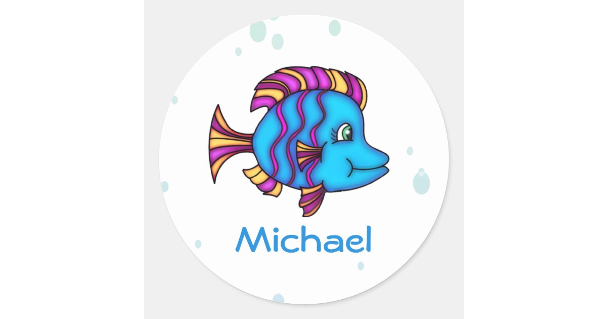 Personalized Blue Fish Stickers | Zazzle