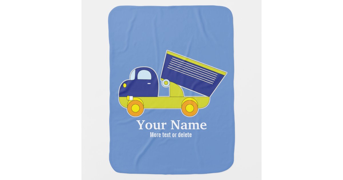 Personalized Blue & Green Construction Dump Truck Swaddle Blanket | Zazzle