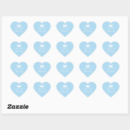 Personalized blue heart baby shower stickers | Zazzle