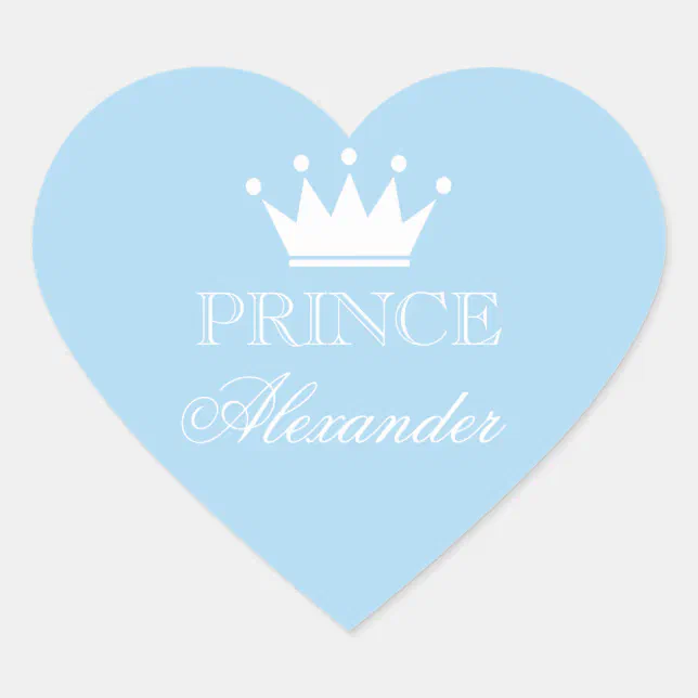 Personalized blue heart baby shower stickers | Zazzle