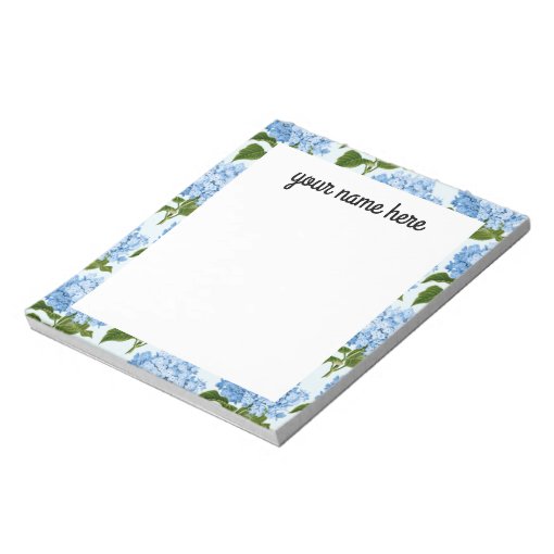 Personalized Blue Hydrangea Notepad | Zazzle