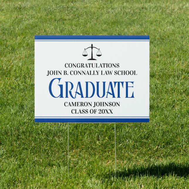 Personalized Blue Law School Graduate Yard Sign | Zazzle