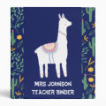 Personalized Blue Llama Teacher Planning 3 Ring Binder | Zazzle