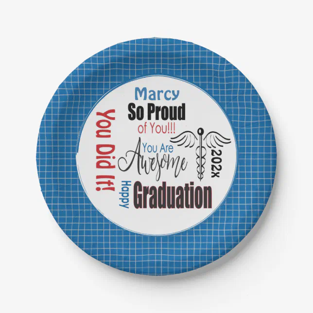Personalized Blue Medical Professional Graduation Paper Plates | Zazzle