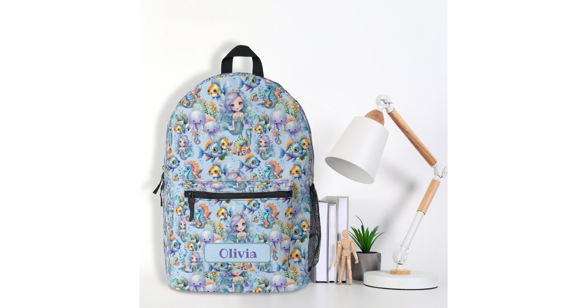 Personalized Blue Mermaid Backpack | Zazzle