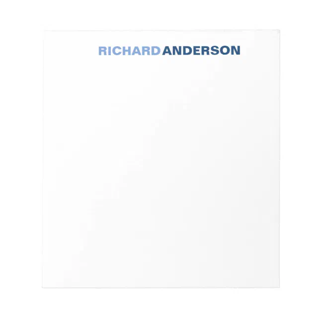 Personalized Blue Modern Bold Font For Him Name Notepad | Zazzle