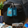 Personalized Blue Monogram QR Code Luggage Tag | Zazzle