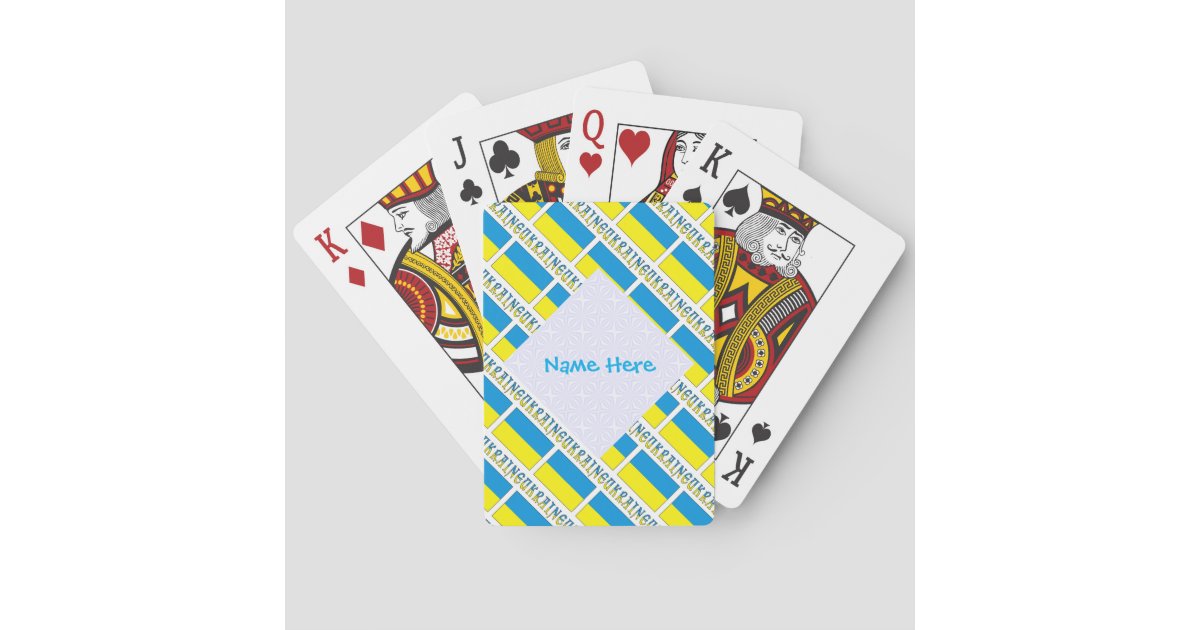 Personalized Blue Name Ukraine Flag Tiled Poker Cards | Zazzle