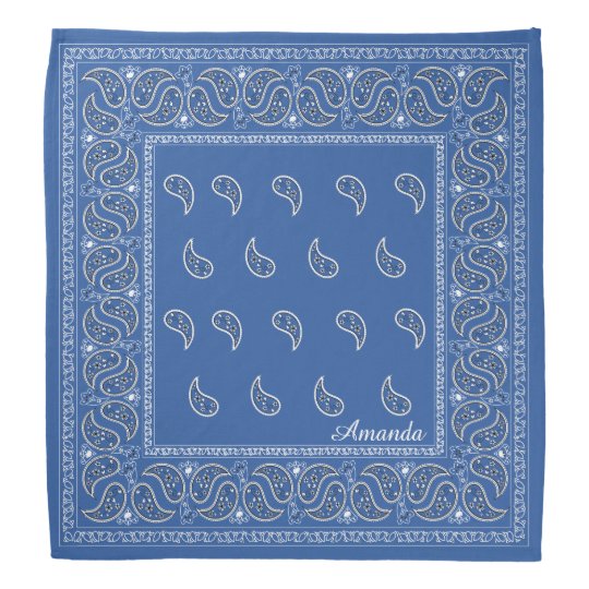 Personalized blue paisley bandana, edit name bandana | Zazzle.com