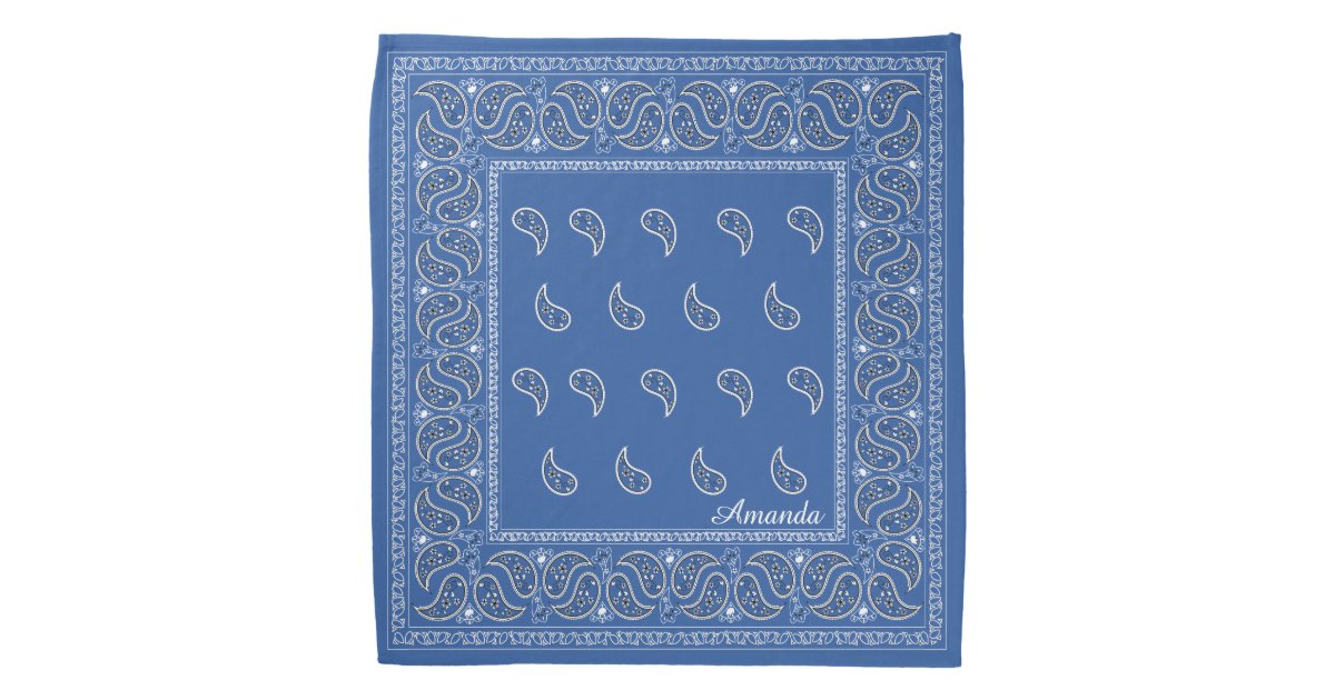 Personalized blue paisley bandana, edit name bandana | Zazzle.com