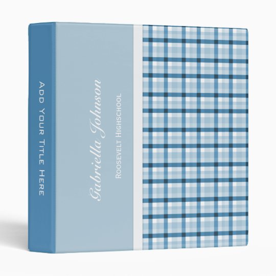 Personalized: Blue Plaid Binder | Zazzle.com