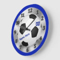 Personalized Blue Soccer Clock, NAME and NUMBER Large Clock | Zazzle