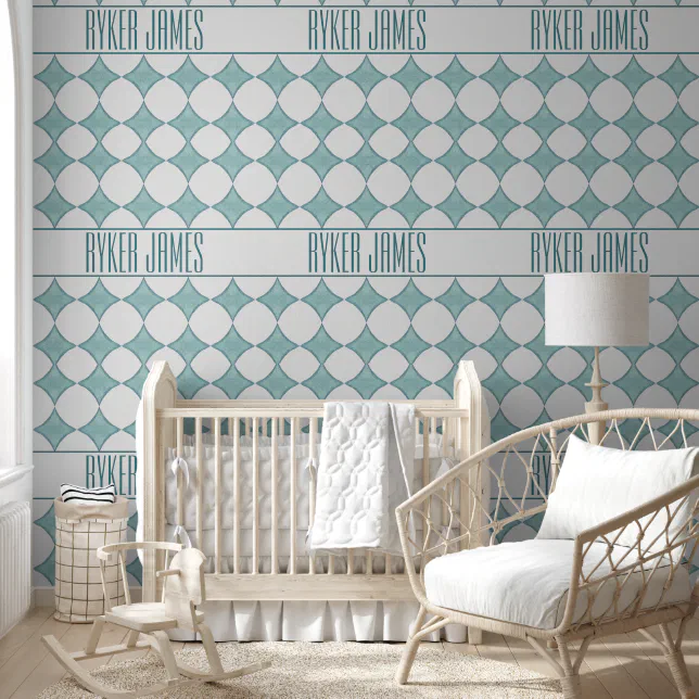 Personalized Blue Teal Diamonds Baby Name Wallpaper | Zazzle