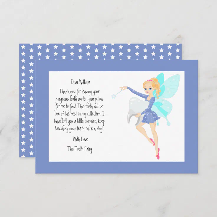 Personalized Blue Tooth Fairy Thank You | Zazzle
