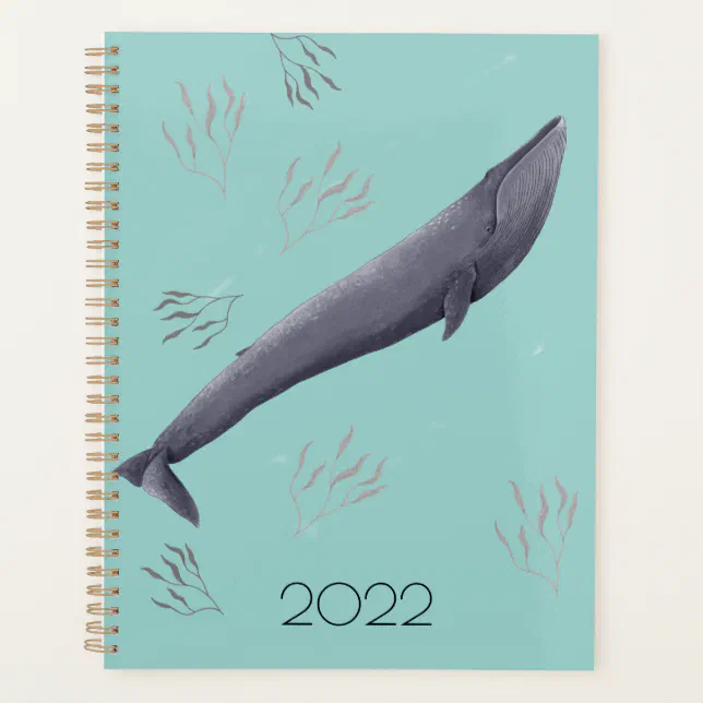 Personalized Blue Whale & Sea Algae Illustration Planner | Zazzle