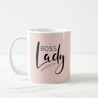 Personalized Blush Pink Boss Lady Logo Coffee Mug | Zazzle