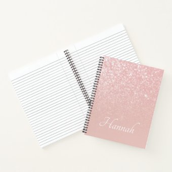Personalized Blush Pink Glitter Ombre Notebook | Zazzle