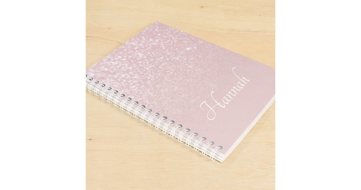 Personalized Blush Pink Glitter Ombre Notebook | Zazzle