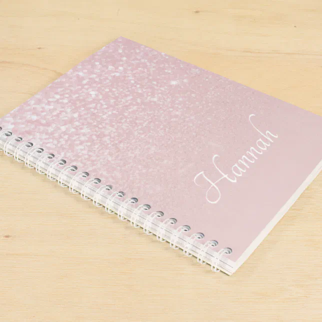 Personalized Blush Pink Glitter Ombre Notebook | Zazzle