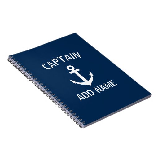 Personalized boat captain nautical anchor notebook | Zazzle