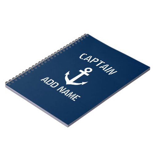 Personalized boat captain nautical anchor notebook | Zazzle