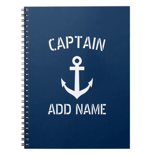 Personalized boat captain nautical anchor notebook | Zazzle