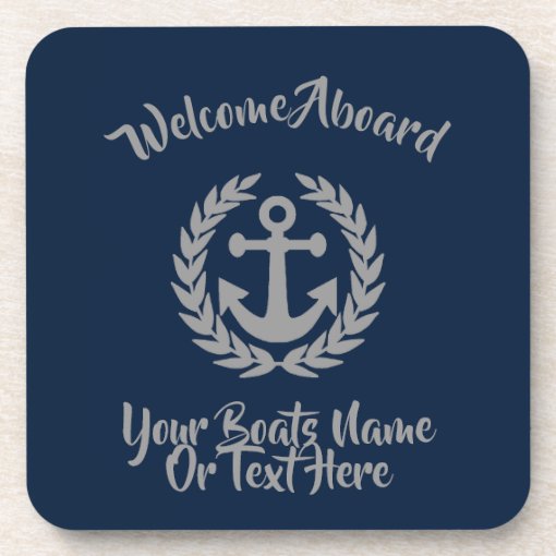 Personalized boat name and anchor beverage coaster | Zazzle Personalized boat name and anchor beverage coaster | Zazzle
