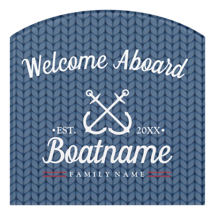 Personalized Boat Name Nautical Knitted Door Sign | Zazzle